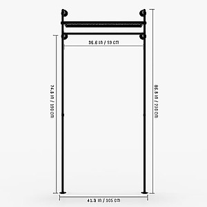 pamo industrial pipe clothing rack - HEDDA - clothes rack for wardrobe, bedroom and as walk-in closet system. Sturdy clothing racks for hanging clothes I wall mounted heavy duty clothes rack