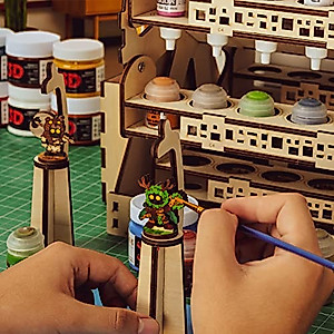 Rotating Carousel Paint Storage Rack Holds 48 Citadel/Vallejo/Army Painter Botlles Wooden Hobby & Craft Painting Station Organizer Caddy for D&D, Warhammer, Tabletop RPG Miniature, Model and Terrain