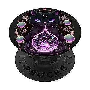 Goth Witchy Black Cat Crystal Alchemy Kawaii Pastel PopSockets Standard PopGrip