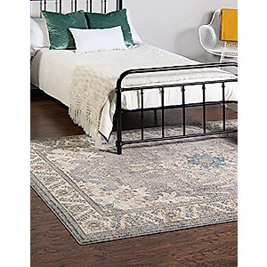 Unique Loom Salzburg Collection Classic Traditional Design Oriental Inspired Border Area Rug, 9 ft x 12 ft, Gray/Beige