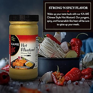 KA-ME Hot Mustard 7.25 oz, Asian Ingredients and Flavors, No Preservatives/MSG, Condiments For Egg & Spring Rolls, Fried Wonton, Roasted Pork Belly, Chinese Beef Hot Pot and Many More
