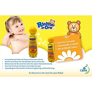Chamomile Ricitos de Oro Shampoo| Baby Shampoo with Pop-Up Rattle Cap, Paraben Free Product for Baby’s Delicate Hair; 13.5 Fl Ounces