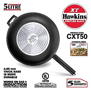 Hawkins CXT50 Contura Hard Anodized Induction Compatible Extra Thick Base Pressure Cooker, Black, 5L, 5 L
