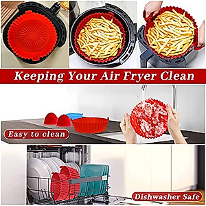 CIWICH Air Fryer Silicone Pot,7.9Inch Silicone Air Fryer Liners Round Reusable, Food Safe Air fryers Oven Accessories,2 Pack Silicone Air Fryer Basket with Mitts, No Need to Clean the Air Fryer