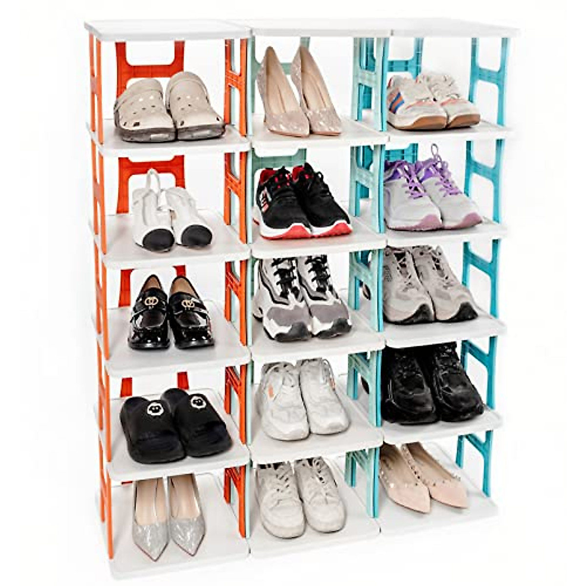 JIARU I Shoe Storage, 6-8-Tier Shoe Rack Organizer Storag ebookshelf, Sturdy Shoes Shelf Storage Cabinet for Entryway Bedroom and Hallway (Orange, Layer 6)