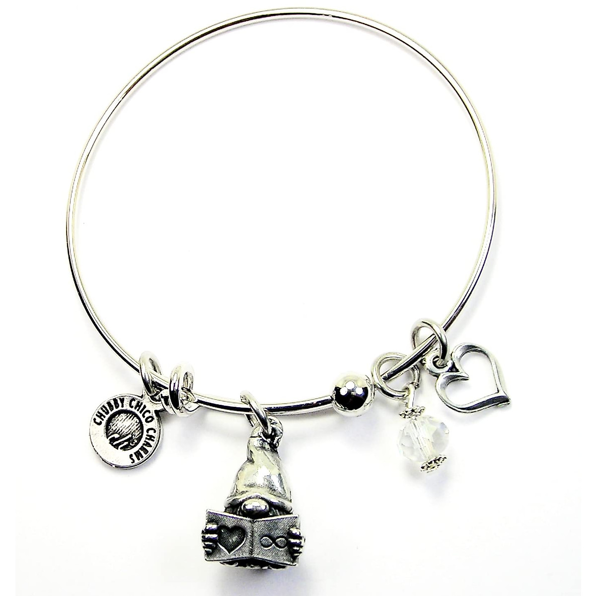 Chubby Chico Charms Book Lover 3D gnome charm bangle bracelet book lover gifts book lover jewelry