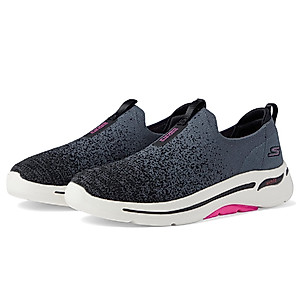 Skechers Go Walk Arch Fit - Lunar Views Black/Hot Pink 8 B (M)