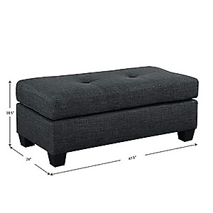 Homelegance Phelps 48" x 24" Fabric Ottoman, Gray