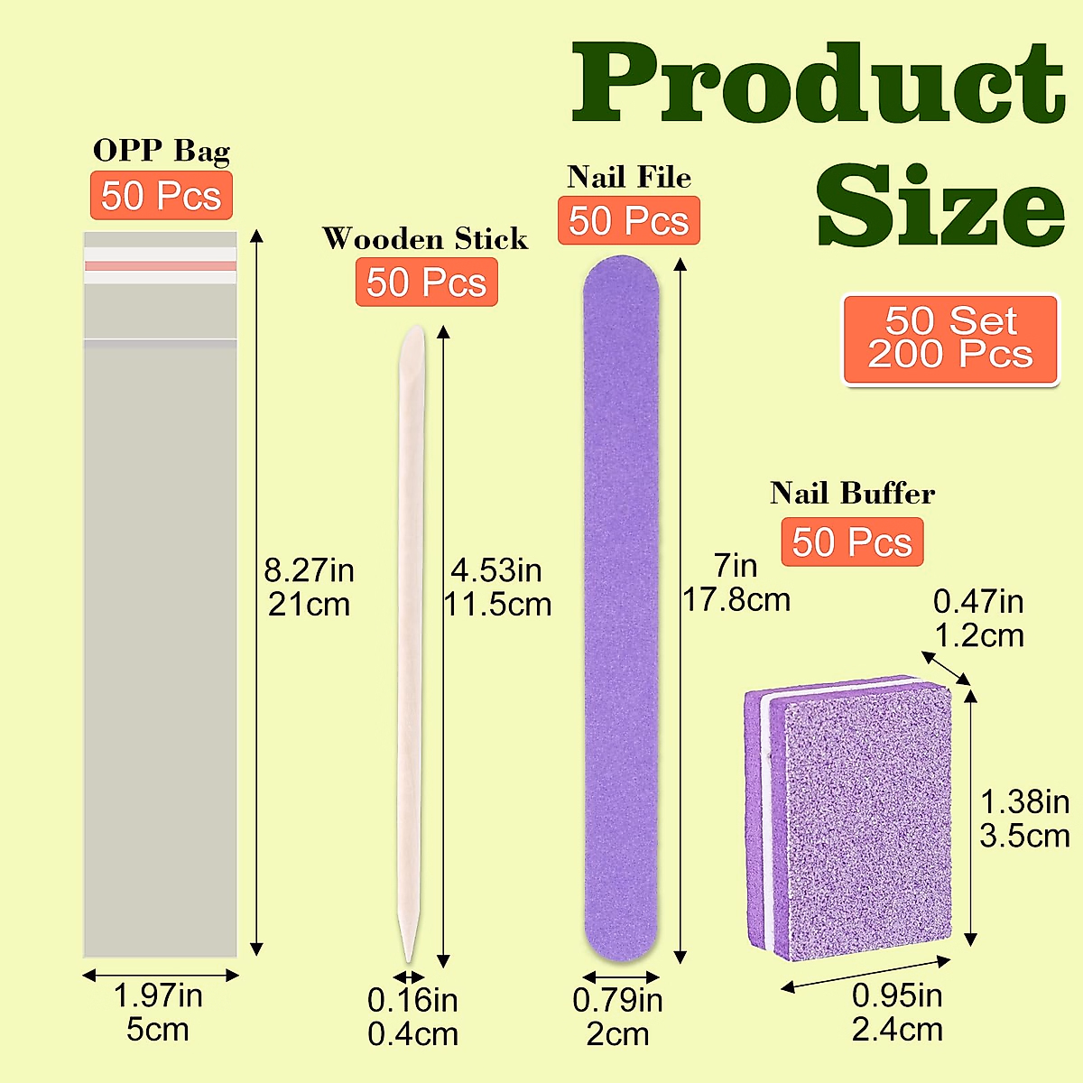 50 Set Disposable Manicure Kit, Including 50pcs Mini Nail Buffer, 50pcs Nail File, 50pcs Wood Stick, 50pcs OPP Bag, Press on Nail Tool Kit for Salon Home (Purple)