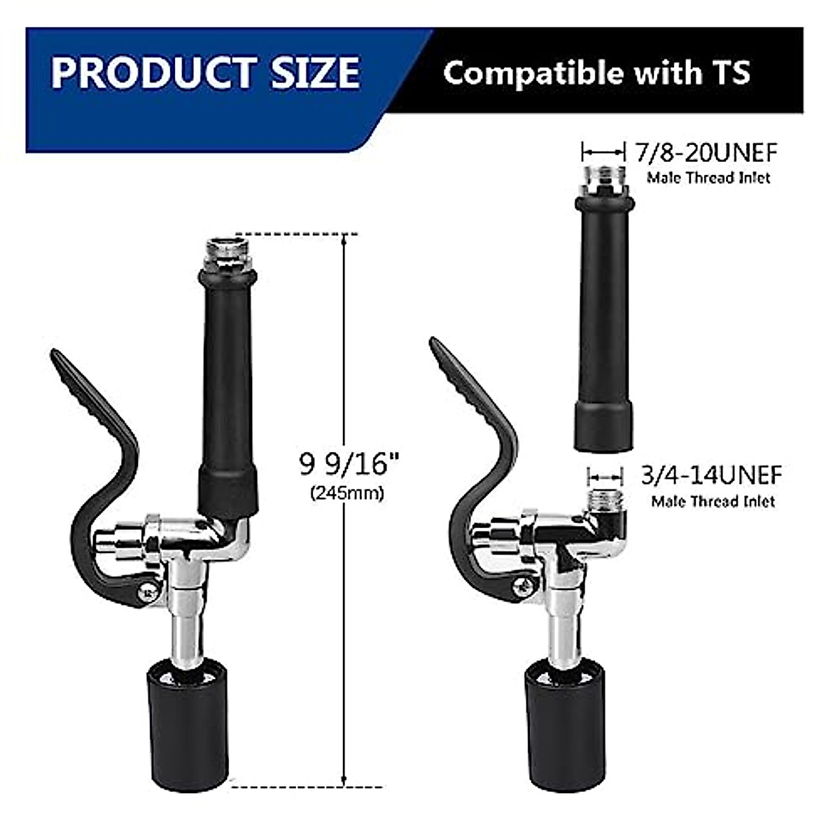 Junejour Pre-Rinse Spray Valve Head Commercial Sink Sprayer (Mist Spray Faucet, 0.65 GPM) Kitchen Faucet with Sprayer Nozzle & Handles, Pull Down Faucet Sprayer