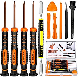JOREST Repair Kit for Xbox One/360/X PS4 PS3 PS5, PH0 T6 T8 T10 Torx Security Screwdriver, Crowbars,Tweezers, Cleaning Tool for Controller and Console
