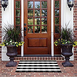 VERTKREA Buffalo Plaid Rug 3'x4.9', Black and White Checkered Rug Carpet, Cotton Hand-Woven Washable Rug for Living Room Indoor Outside Entryway Porch