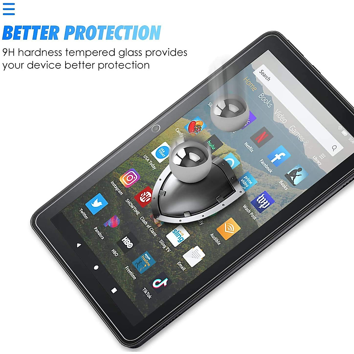 TANTEK [2-Pack Screen Protector for All-New Fire HD 8/HD 8 Plus/HD 8 Kids (10th gen, 2020 release),8-Inch,Tempered Glass Film,Ultra Clear,Anti Scratch,Bubble Free