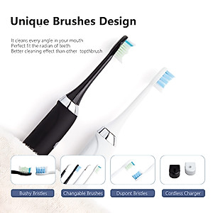 Electric Toothbrush for adults, Sonic Toothbrush with 4 Brush Heads 1 Calculus Cleaner, Rechargeable Toothbrushes with 5 Modes and Smart Timer, Fast Charge 4 𝐇𝐨𝐮𝐫𝐬 𝐋𝐚𝐬𝐭 90 𝐃𝐚𝐲𝐬 (White)
