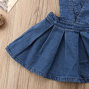 ZAXARRA Toddler Baby Girls Strap Suspender Skirt Overalls Dress Outfit (Blue, 1-2 T)