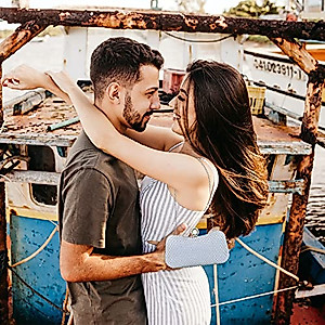 Bellawish Women Clutch Crystal Evening Handbags Pearl Clutch Formal Rhinestone Purse Wedding Prom Party Bridal Bag for Women(silver)