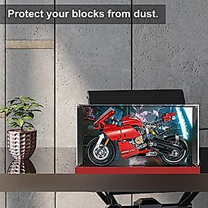 Vaodest Acrylic Display Case for Lego 42107 Ducati Panigale V4 R Set,3MM HD Dustproof Transparent Display Box for Lego 42107 Model(Box Only, Not Lego Building Set)