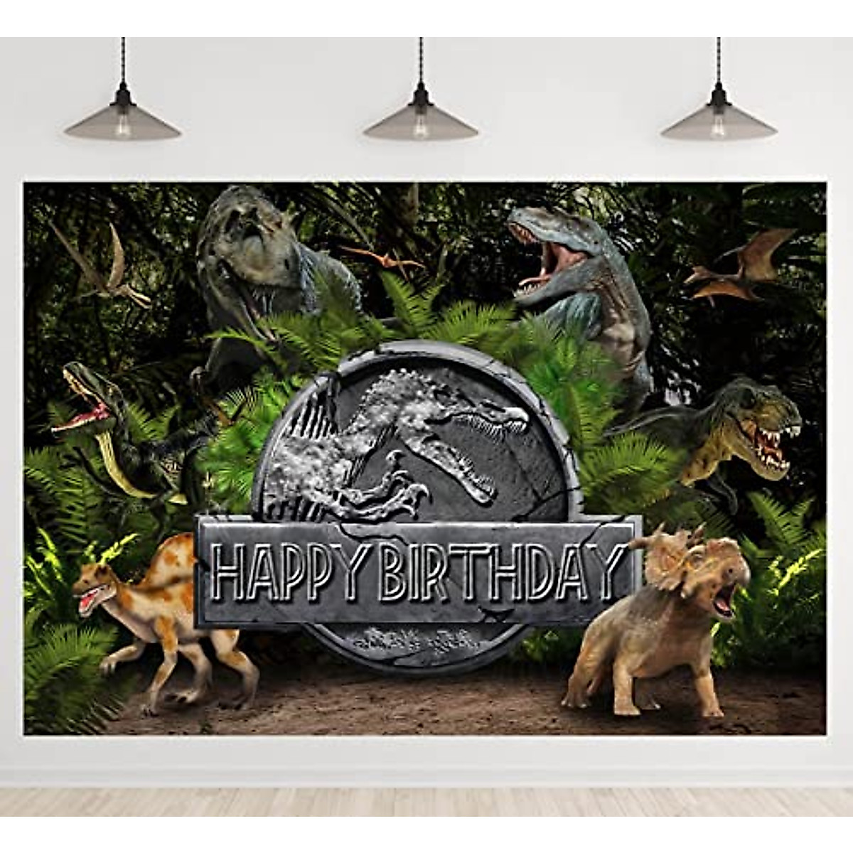 Dinosaur Themed Backdrop for Kids Boys Happy Birthday Party Teens Birthday Dinosaur Photography Background Jungle World Photography Backdrops 7x5ft