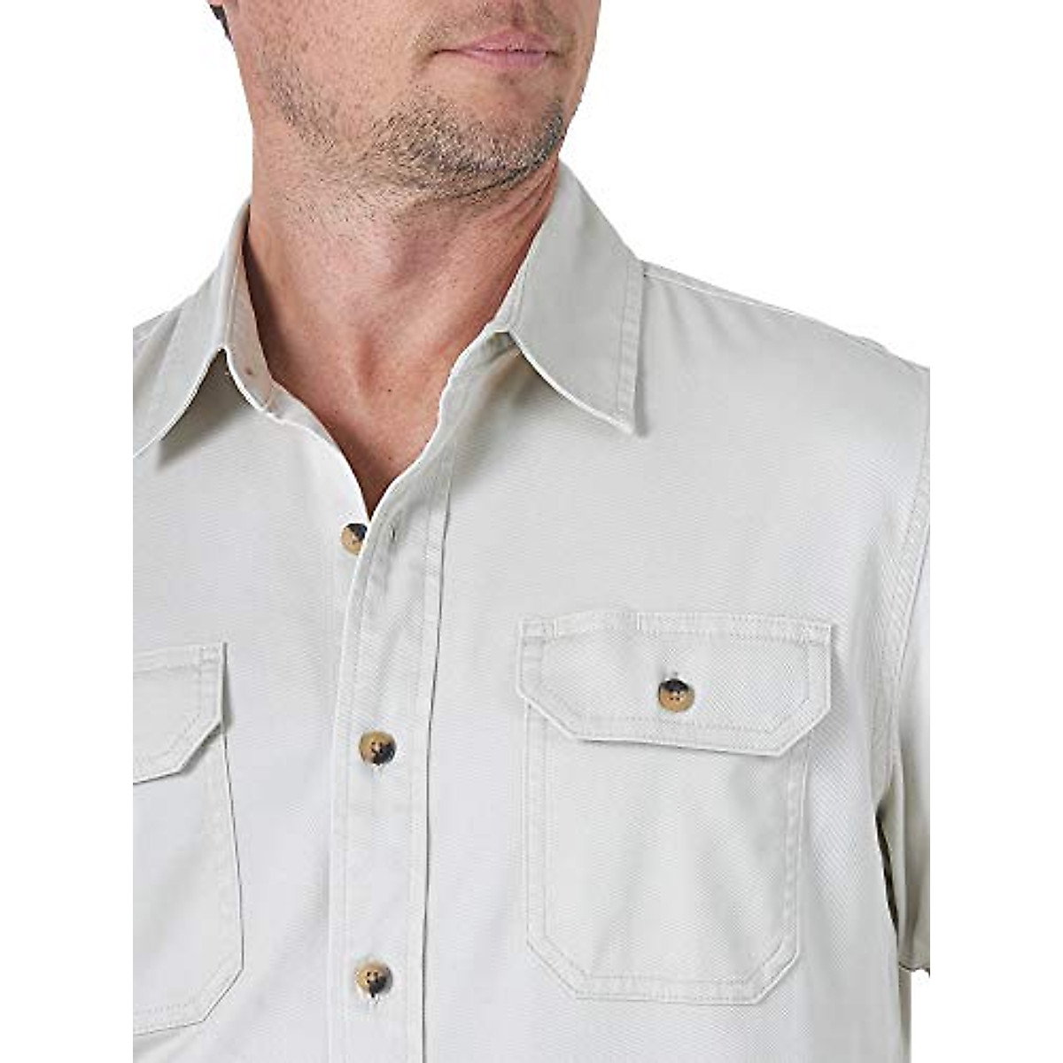 Wrangler Authentics Men's Weather Anything Short Sleeve Woven Shirt, Pelican, Medium