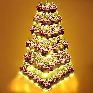 Cupcake Stand - 6 Tier Yellow Acrylic Cupcake Tower Display Cupcake Holder, Valentines Day Decor, Birthday Decorations for the Home