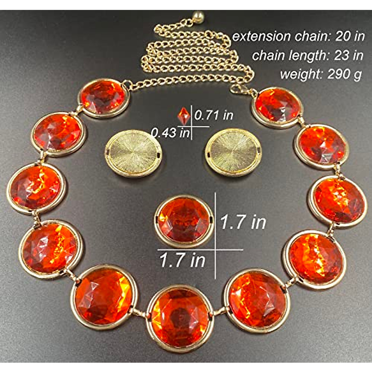 Women Anime Cosplay Waist Belt Stone Chain Halloween Adjustable (Red Rhinestone Set)