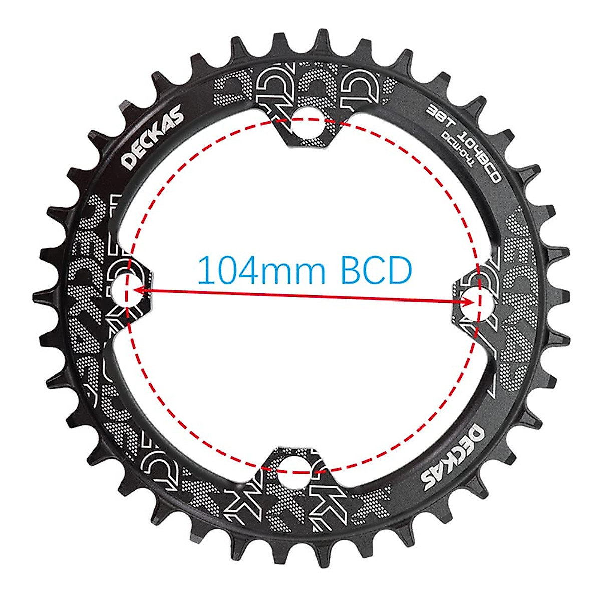 Narrow Wide Tooth Bicycle Chainring 32T 34T 36T 38T 104mm BCD Round or Oval CNC Machined Alloy Fits 9 10 11 Speed Chains (Round, 36T)