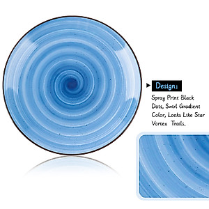 KitchenTour Large Ceramic Pasta Bowls with 10 Inch Large Dinner Plates Set of 6