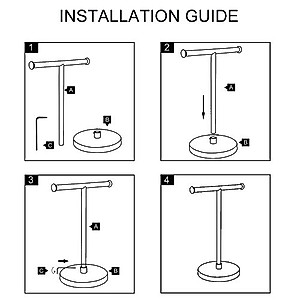 GERZWY SUS 304 Stainless Steel Hand Towel Holder Standing Tree Rack for Bathroom Vanities Countertop, Matte Black