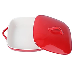Zerodeko Bakeware Ceramic Rice Bowl Bread Oven Square Containers with Lids Bread Loaf Pans for Baking Kitchen Casserole Pan Square Cupcake Pans Rectangular Dinner Pans Storage Bowl Ceramics