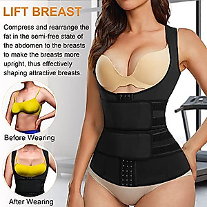 RACELO Women Waist Trainer Corset Vest Tummy Control Cincher Slimming Body Shaper Adjustable Workout Tank Top (Black, Small)