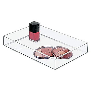 iDesign Decorative Countertop Vanity Tray Organizer for Bathroom, Bedroom, Closet, Entryway, The Clarity Collection – 8" x 12" x 2", Clear