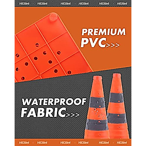 HiGiant [4 Pack] Collapsible Traffic Safety Cones 28'' inch, Orange Pop-up Cones with Reflective Collar, Caution Cones for Road Driving Practice and Parking lot