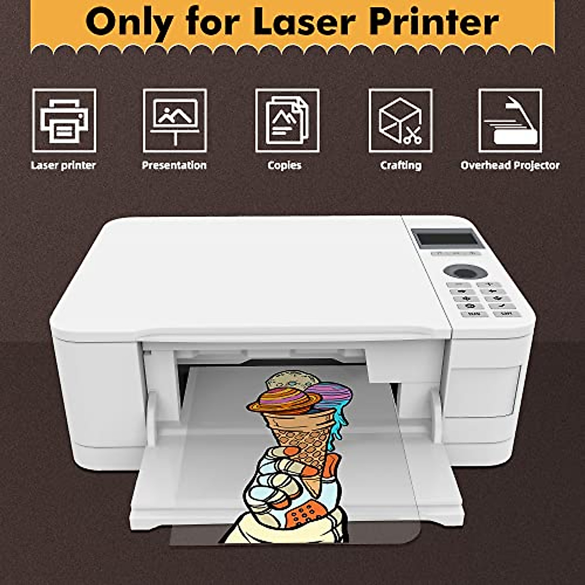 Koala Laser Transparency Film, Color Transparent Paper for OHP, Clear Overhead Projector Film 8.5x11 inches for Laser Jet Printer and Copier, Double-sided Printing Photo Transparent Film 20 Packs