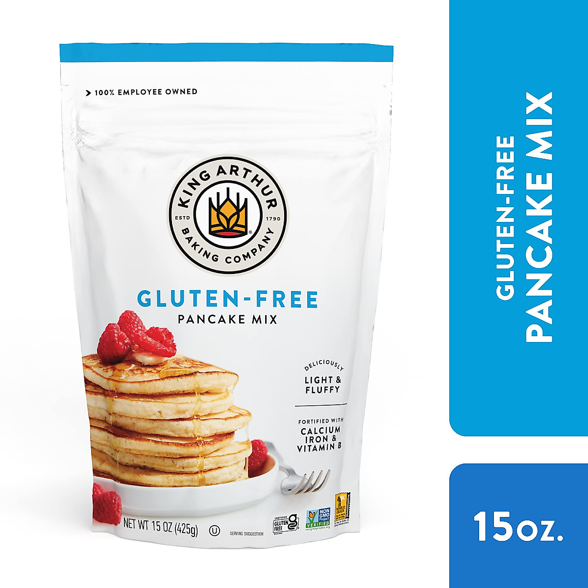 King Arthur Gluten Free Classic Pancake Mix: Fluffy, Delicious Breakfast Delight - Non-GMO, Kosher Certified, 15 oz (Pack of 6) - Makes Perfect Pancakes and Waffles with 21g Whole Grains per Serving