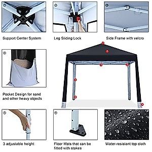 MASTERCANOPY 10x10 Pop-up Canopy Tent Outdoor Beach Canopy with 4 Foot Pockets(Black)