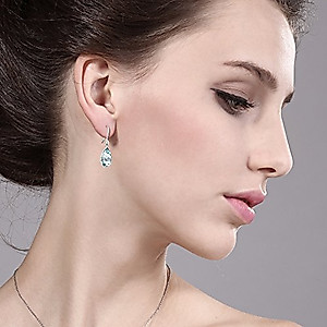 Gem Stone King 925 Sterling Silver Swiss Blue Topaz Earrings | 6.00 Cttw | Pear Shaped 12X9MM | Gemstone Birthstone | Drop Dangle Teardrop Earrings for Women