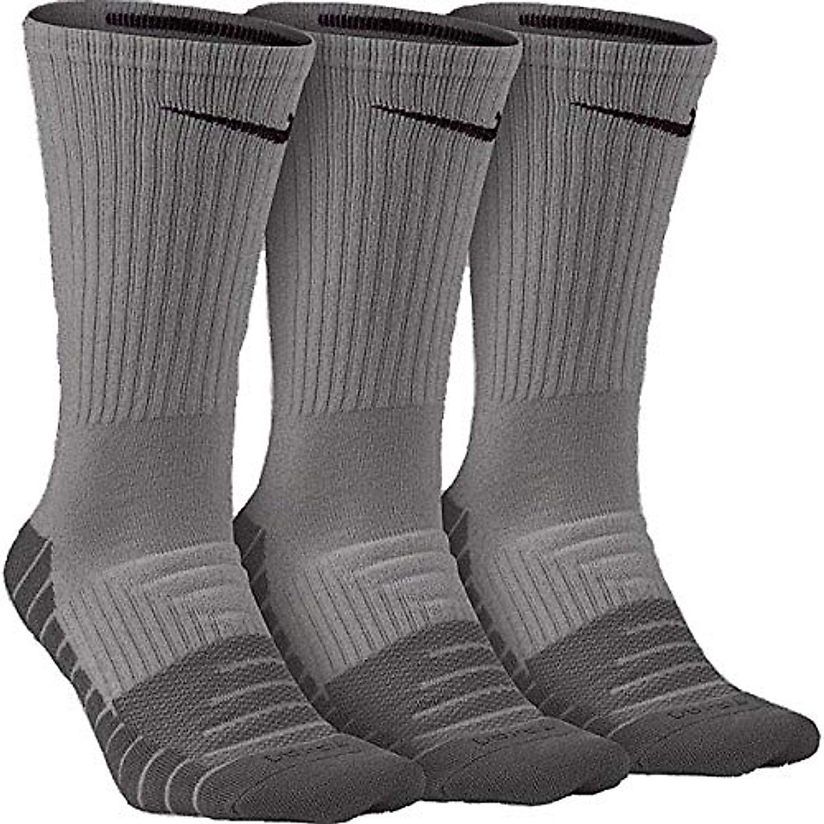 Unisex Nike Everyday Max Cushion Crew Training Sock (3 Pair) (Heather/Cl;oud Blakc/Grey, Large (8-12))