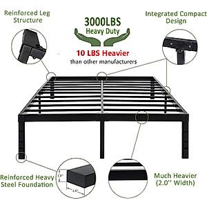 45MinST 18 Inch Platform Bed Frame/Easy Assembly Mattress Foundation / 3000lbs Heavy Duty Steel Slat/Noise Free/No Box Spring Needed,Cal King