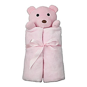 Custom Catch Personalized Teddy Bear Baby Blanket Gift for Girl - Pink
