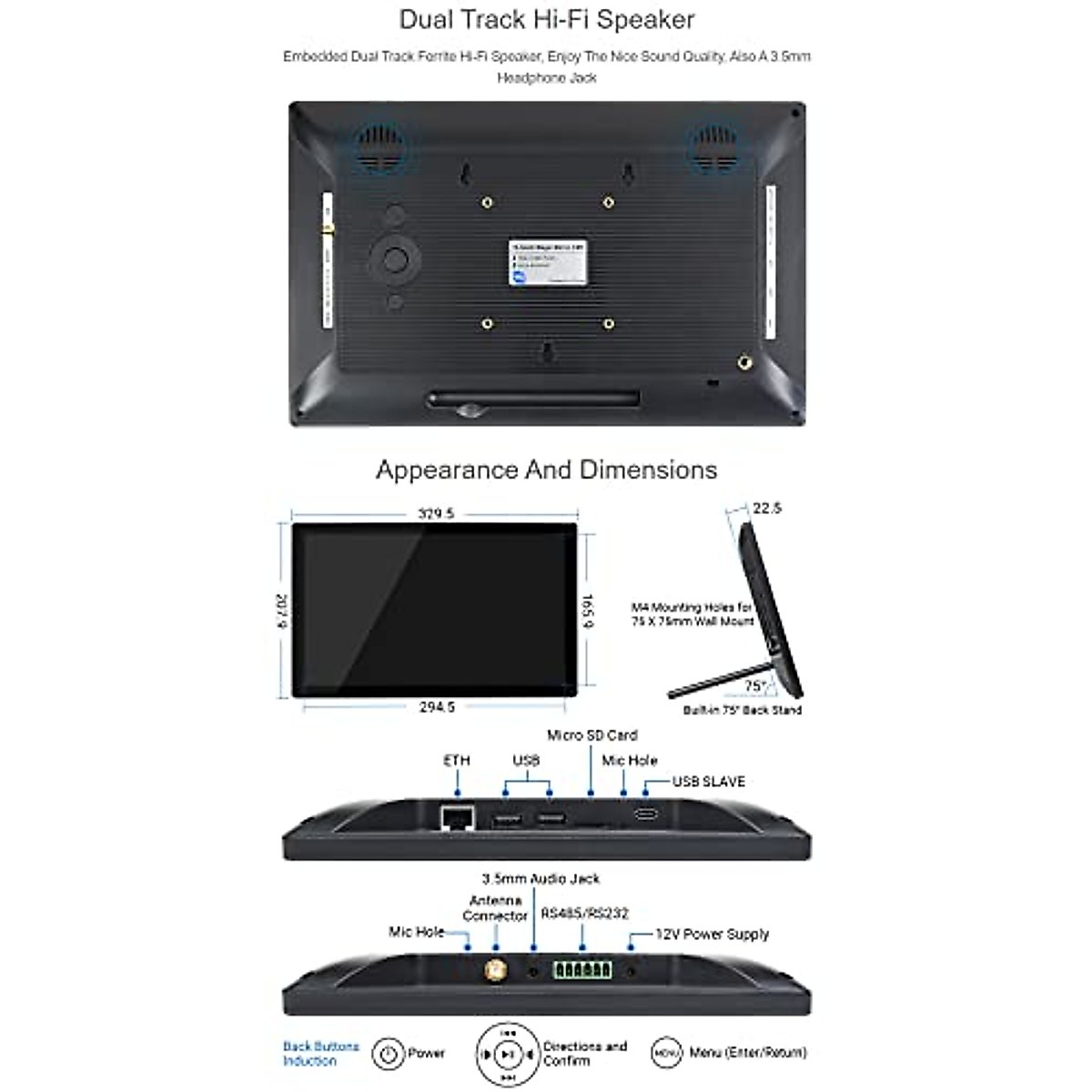 waveshare 13.3inch Magic Mirror Mini-Computer Powered by Raspberry Pi CM4 13.3inch HD Touch Screen with USB/ETH Ports with Powerful Raspberry Pi CM4101000 Inside