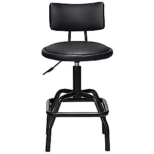 COSTWAY Adjustable Height Bar Stool, 360 Degree Swivel, Modern Guitar Stool for High Ergonomic Seating, with PU Leather Cushion, Heavy Duty Steel Frame for Bar, Shop and Music, Garage, Black