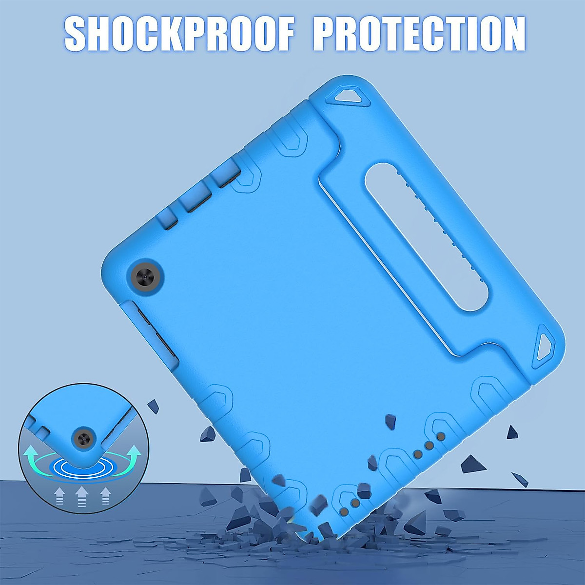 BMOUO Kids Case for Alcatel Joy Tab 2 8” 2020 (Model 9032Z), Shockproof Convertible Handle Stand Metroby t-Mobile Alcatel Joy Tab 2 Tablet Case - Blue