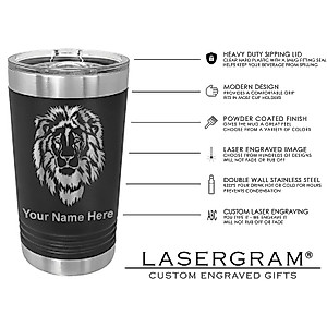 LaserGram 16oz Vacuum Insulated Pint Tumbler, Dragon, Personalized Engraving Included (Black)