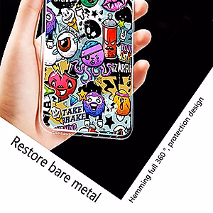 KJYF Phone Case for TCL 10 SE (6.52"), with [2 x Tempered Glass Protective Film], Clear Soft TPU Shell Ultra-Thin [Anti-Scratch] [Anti-Yellow] Case for TCL 10 SE - Cartoon