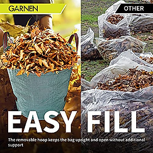 Garnen 72 Gallon Garden Waste Bags (2 Pack), Heavy Duty Reusable/Collapsible Leaf Basket Bags with 4 Reinforced Handles for Lawn Yard Pool Plant Trash Trimming Gardening Containers