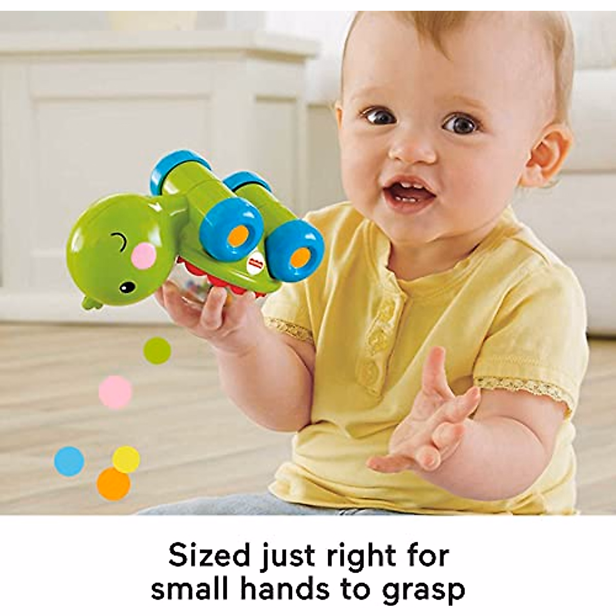 Fisher-Price Baby Crawling Toy Poppity Pop Turtle Push-Along Vehicle With Ball Popping Sounds For Ages 6+ Months