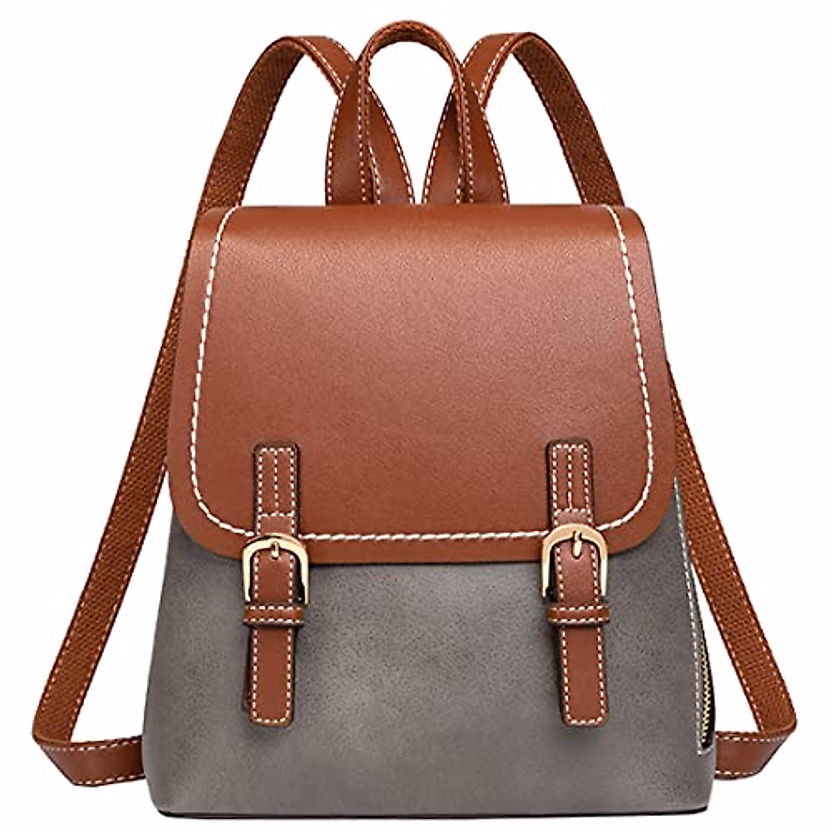 SHESTORY Women PU Leather Fashion Backpack Girl Daypack for Traveling (Dark brown)