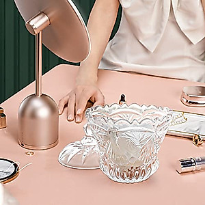 ComSaf Glass Candy Dish with Lid, Clear Large Covered Candy Bowl, Crystal Candy Jar for Home Kitchen Office Desk Christmas Gift