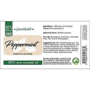 Peppermint Essential OIl - 100% Pure Essential Oil - 2 fl oz w/Glass Dropper
