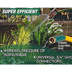 SuperHandy Garden Lead-in Water Hose 5/8" Inch x 3' Foot Heavy Duty Premium Commercial Ultra Flex Hybrid Polymer Inlet Hose Max Pressure 150 PSI/10 BAR with 3/4" GHT Fittings